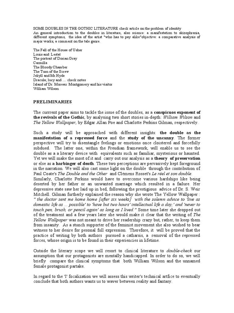 Project On Gothic | PDF | Borderline Personality Disorder | Mental Disorder