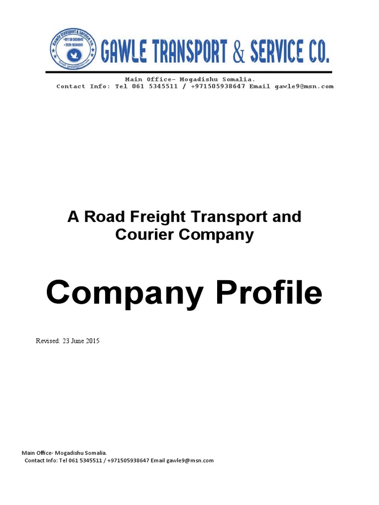 Company Profile: A Road Freight Transport and Courier Company | PDF ...