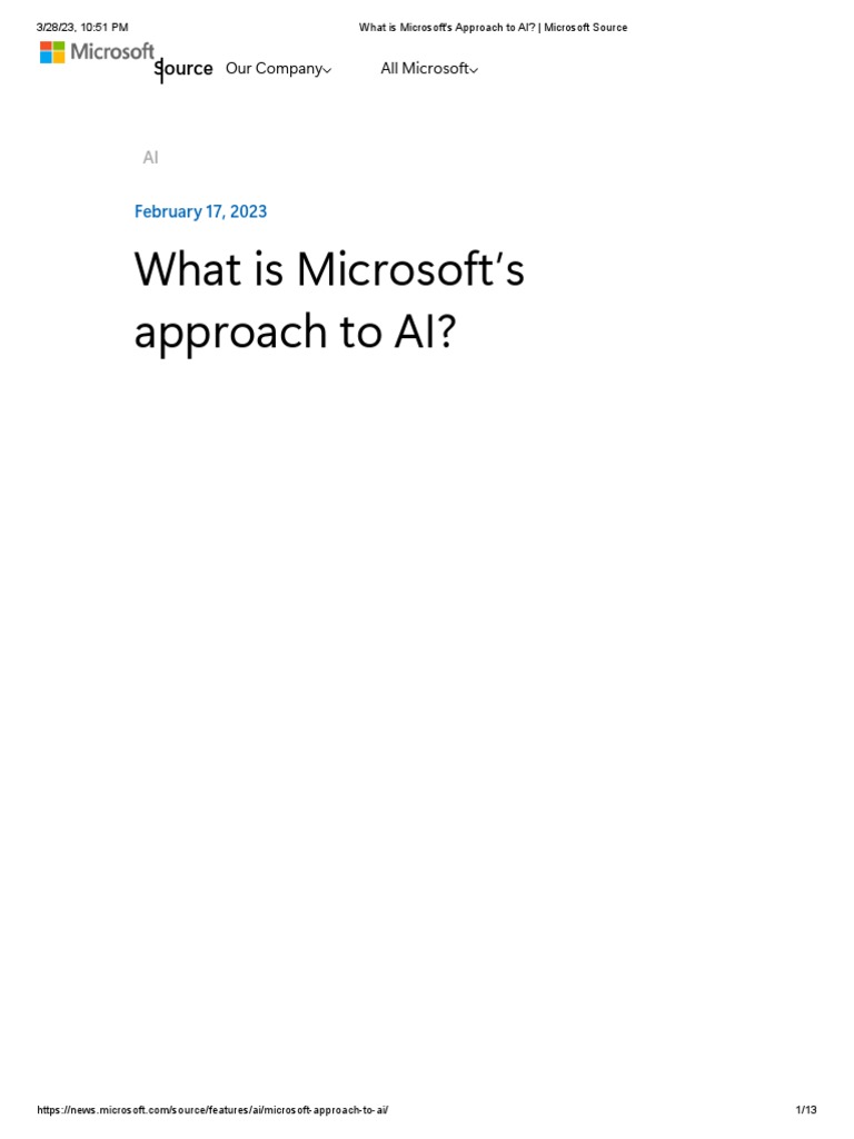 What Is Microsoft's Approach To AI - Microsoft Source | PDF ...