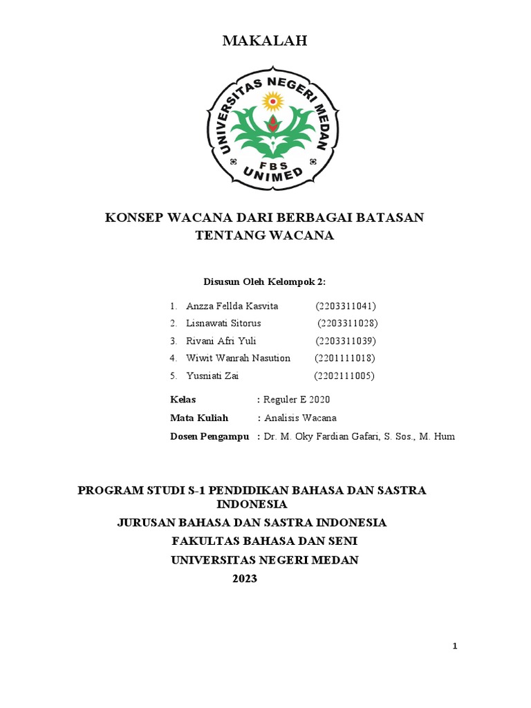 Makalah Kel 2 Analisis Wacana.. | PDF