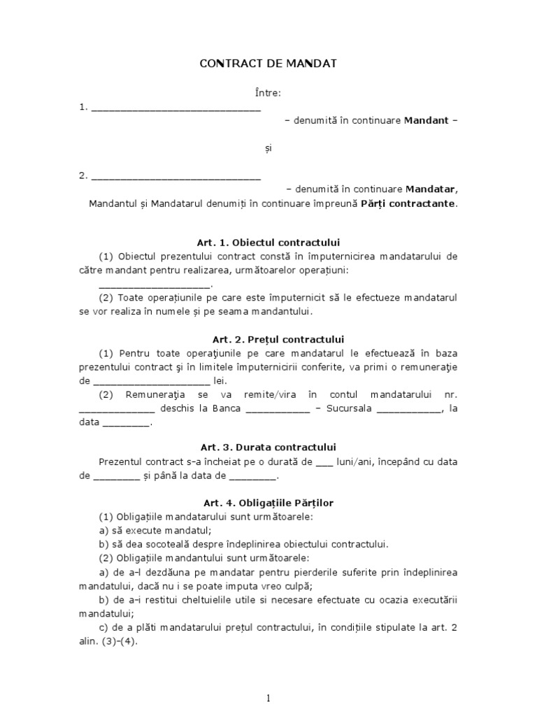 Contract de Mandat | PDF