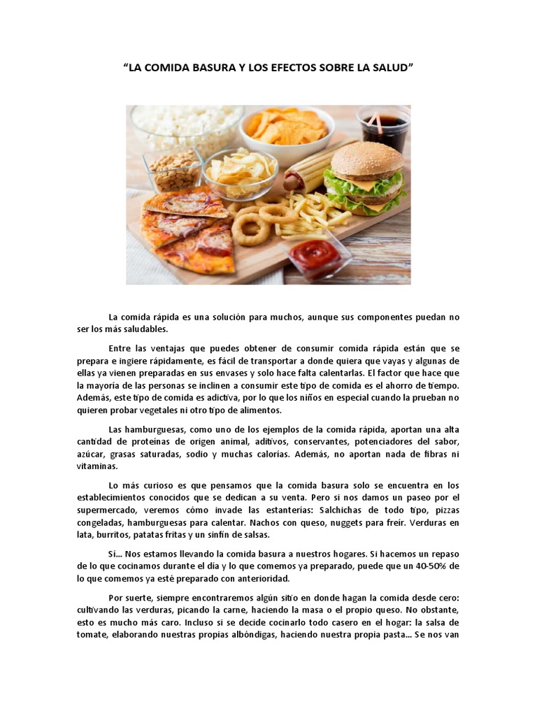 La Comida Basura y Los Efectos Sobre La Salud (j23) | PDF | Alimentos ...