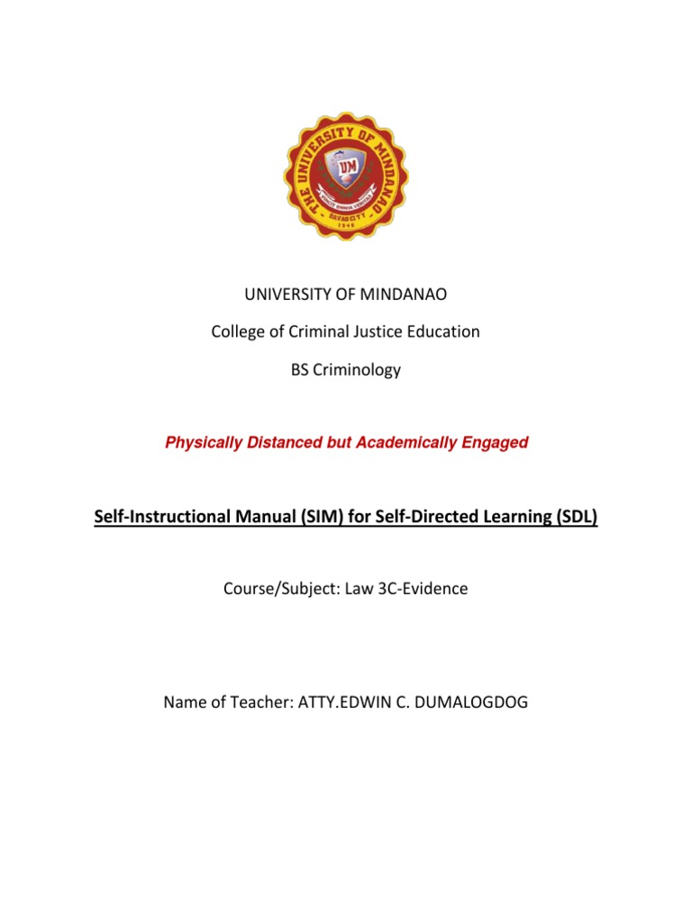 Law 3C-Evidence: Self-Instructional Manual | PDF