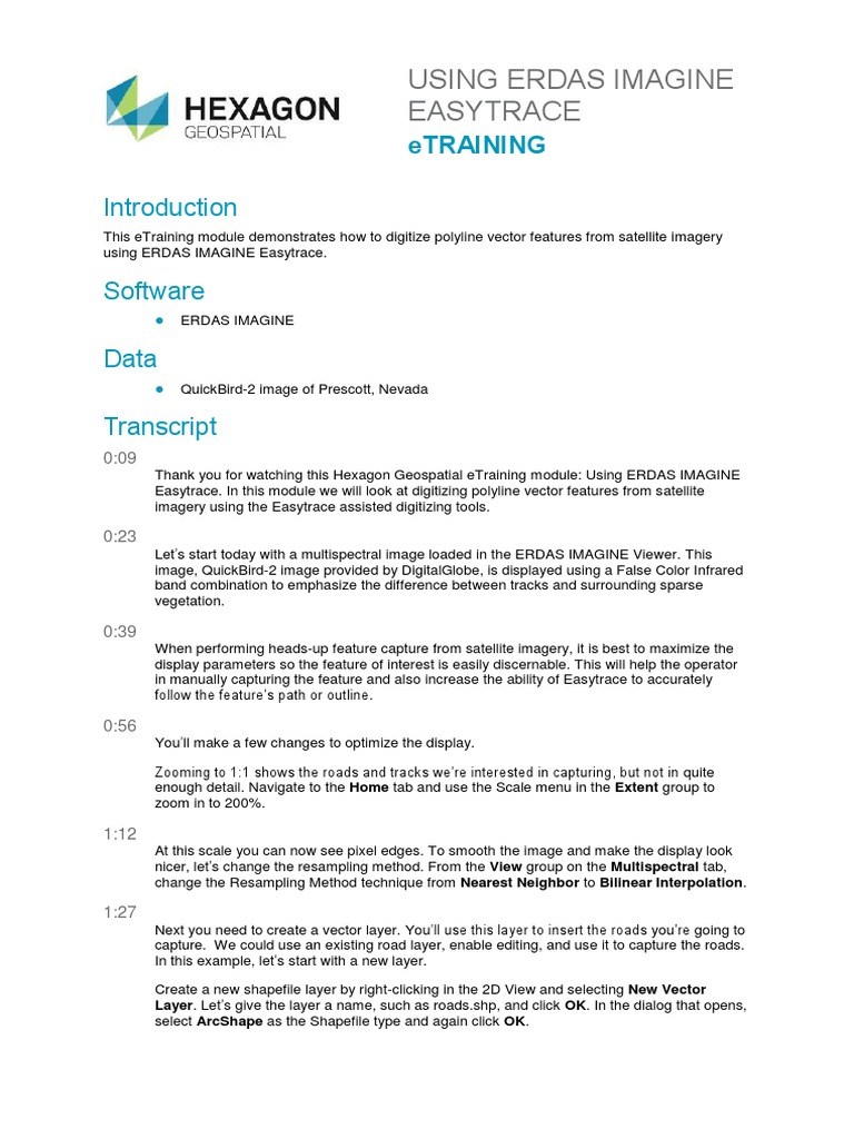 Using ERDAS IMAGINE Easytrace Script | PDF | Computer Graphics | Computer Science