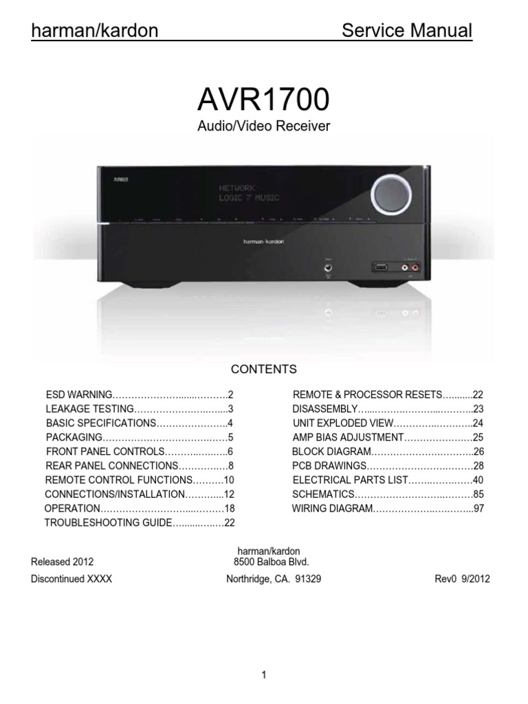 Harman Kardon AVR-1700 | PDF