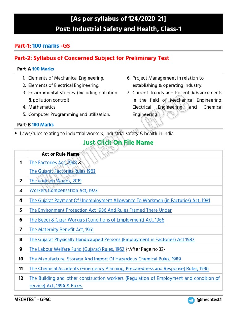 Industrial Safety and Health - All Act & Rules PDF Links | PDF