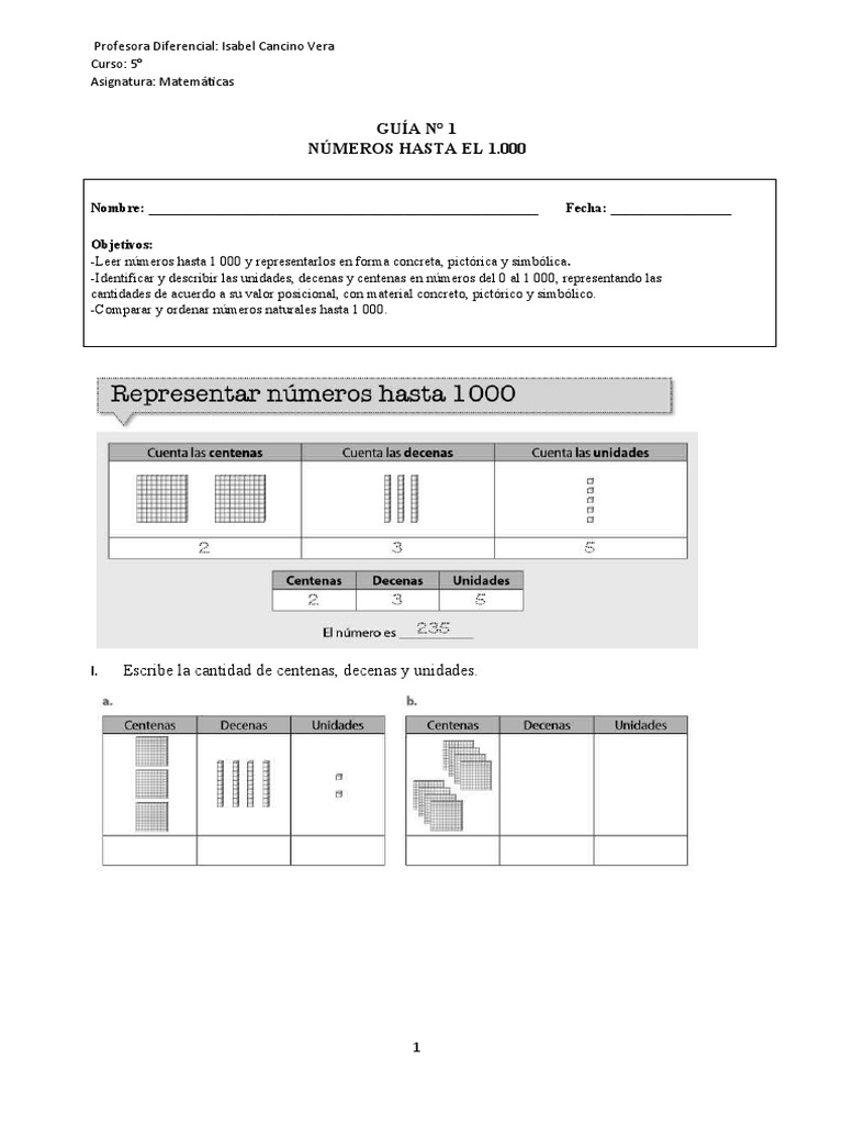 Guía 1 Quinto Básico Matemáticas Lunes | PDF