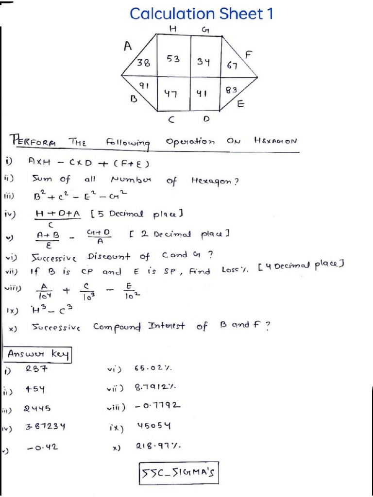 20 Calculation Sheets Merged | PDF