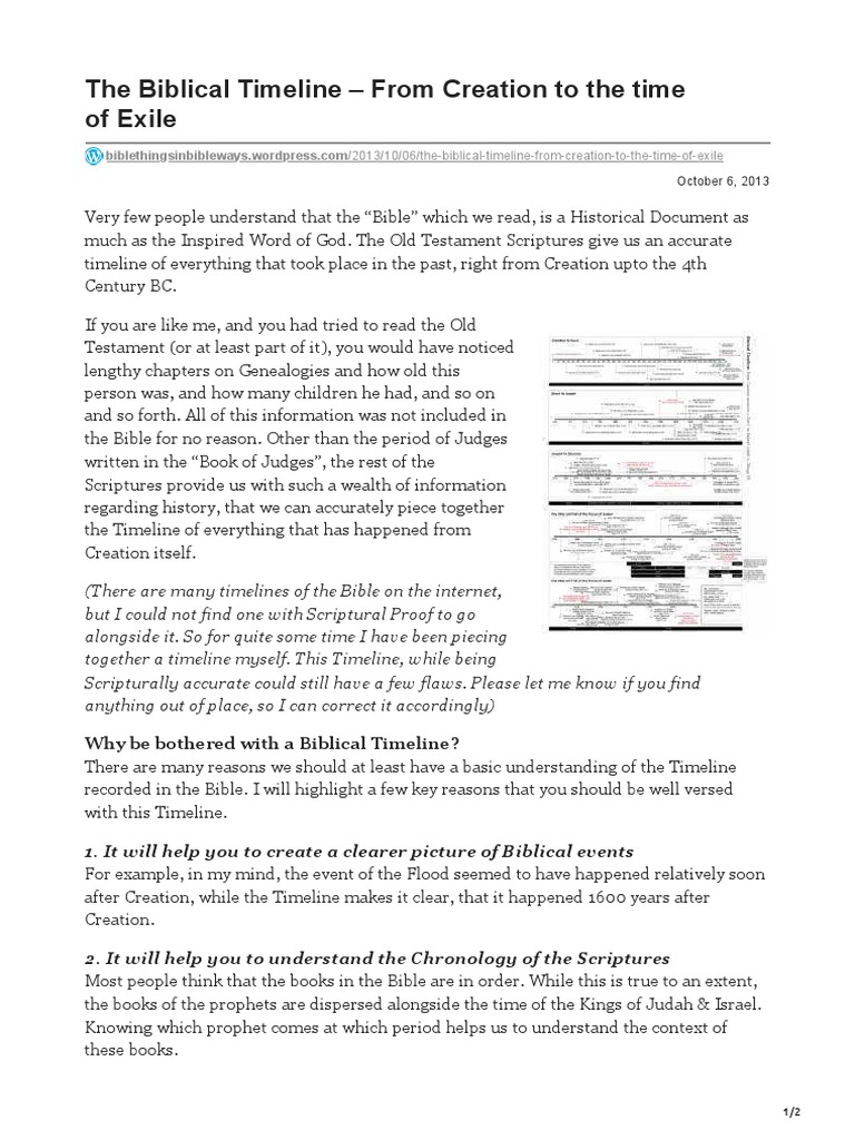 The Biblical Timeline From Creation To The Time of Exile | PDF | Bible ...