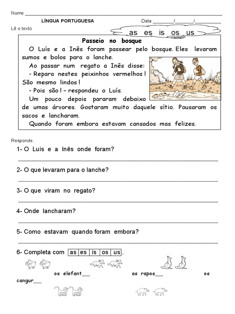 Ficha_portugues_1_ano_Casos_de_leitura_as_es_is_os_us | PDF | Linguística