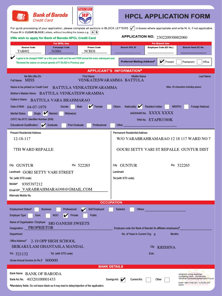 VENKATESWARAMMA BATTULA - Signed | PDF | Credit Card | Debit Card