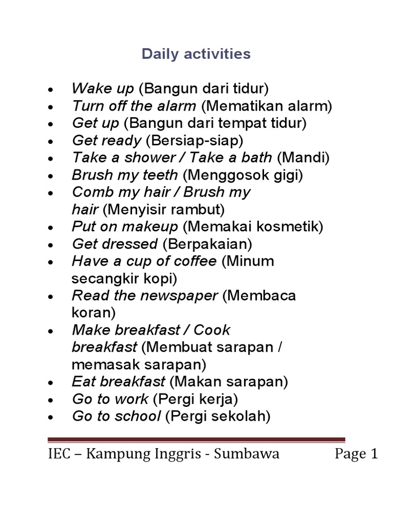 Daily activities | PDF
