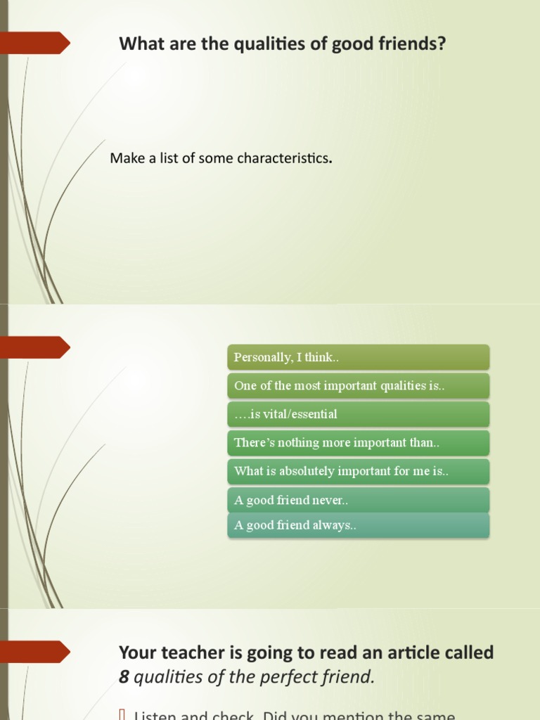 8 Essential Qualities of Good Friends | PDF | Behavioural Sciences ...