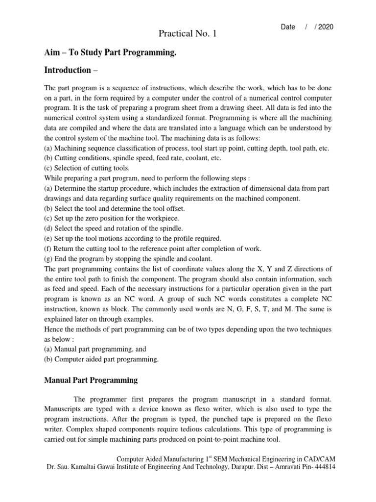 Practical No1 | PDF | Computer Programming | Machining