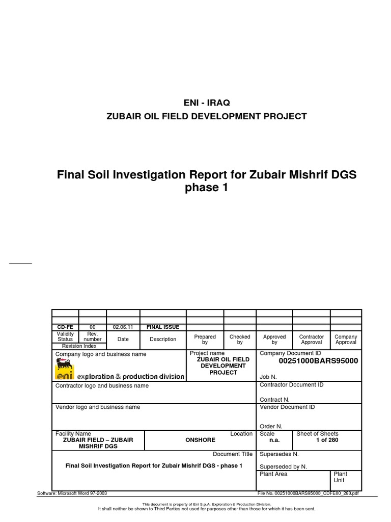 Soil Report for Zubair Oil Field | PDF | Earthquakes | Physical Sciences