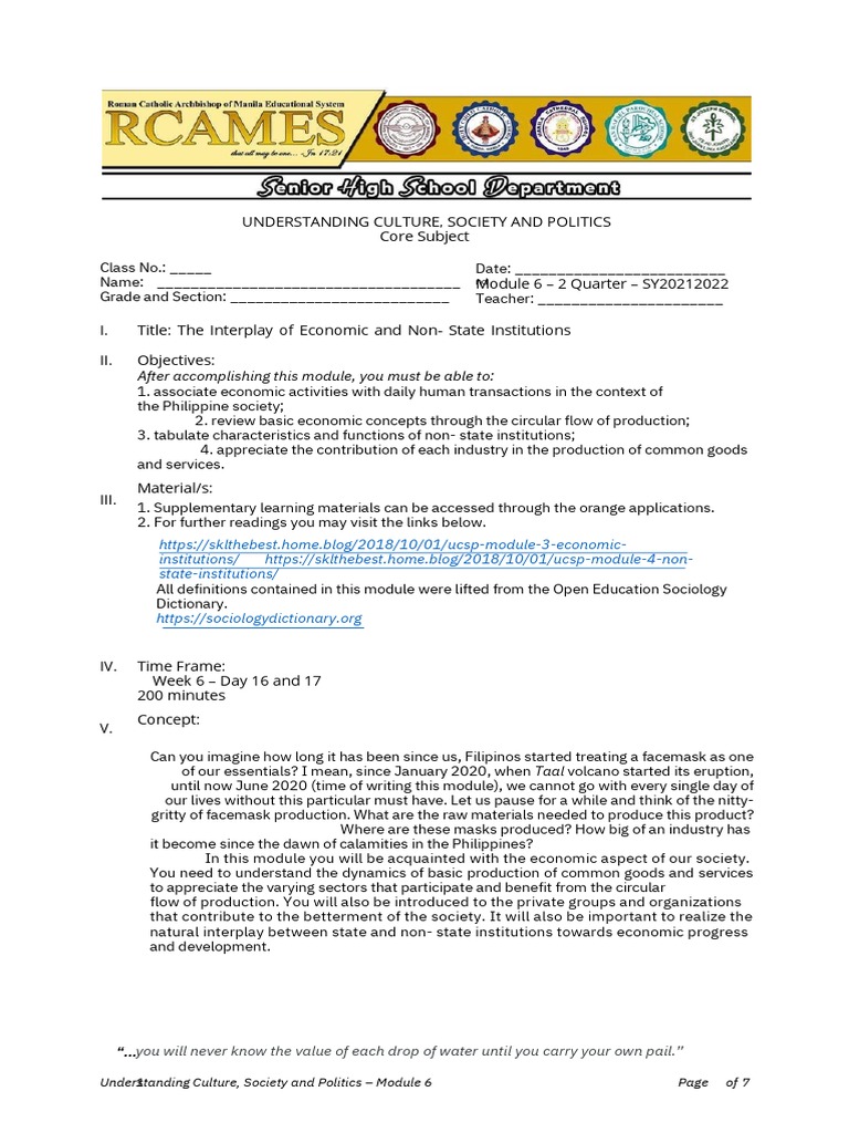 UCSP Module-6 | PDF | Taxes | Redistribution Of Income And Wealth