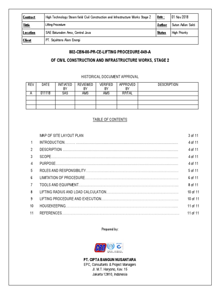 802-CBN-00-PR-CE-LIFTING PROCEDURE-049-A of Civil Construction and ...