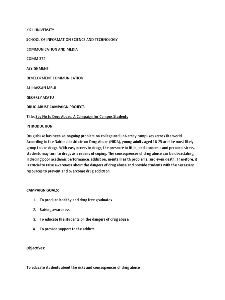 Drug Abuse Campaign Project | PDF | Social Media | Popular Culture ...