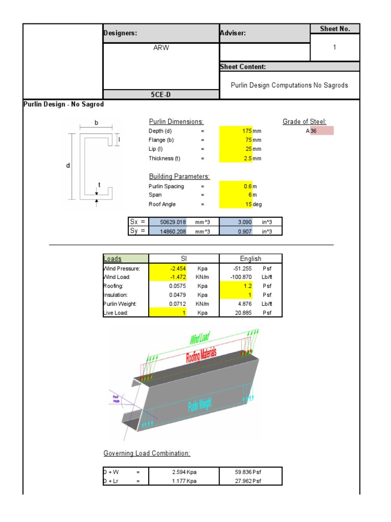 Purlin Design | PDF | Pascal (Unit) | Civil Engineering