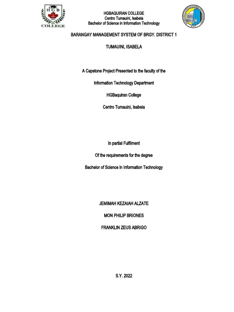 Barangay Management System | PDF | Cognition