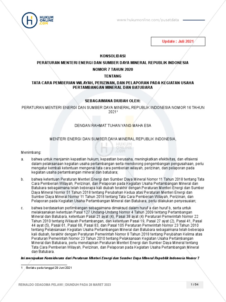 Permen Esdm 7 2020 KNS | PDF