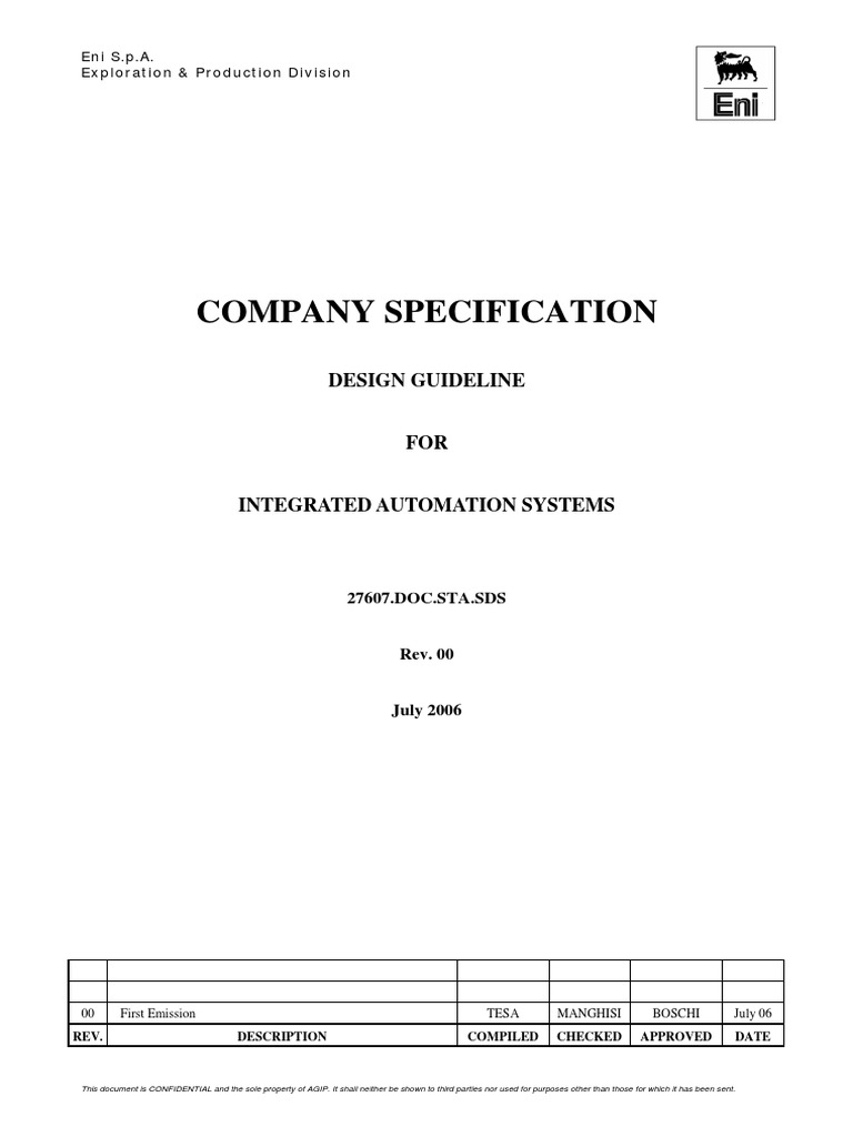 Company Specification: Design Guideline | Download Free PDF | Programmable Logic Controller | Scada