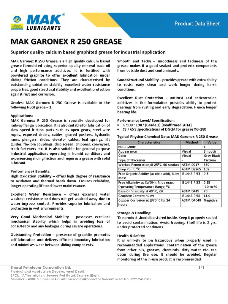MAK GARONEX R 250 | PDF | Lubricant | Physical Sciences