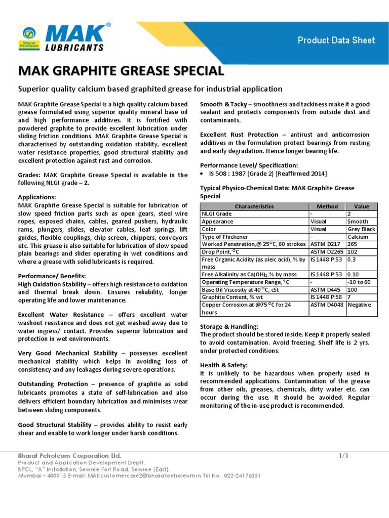 MAK Graphite Grease Special | PDF | Lubricant | Graphite