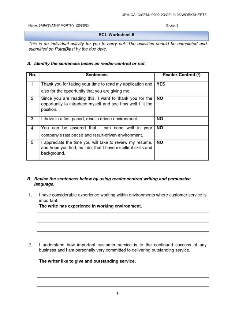 UPM-CALC worksheet improves skills | PDF