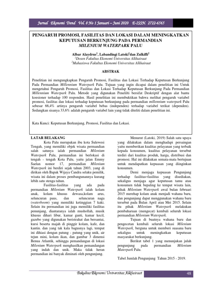 Pengaruh Promosi, Fasilitas Dan Lokasi Dalam Meningkatkan Keputusan ... Pengaruh Promosi, Fasilitas Dan Lokasi Dalam Meningkatkan Keputusan ...