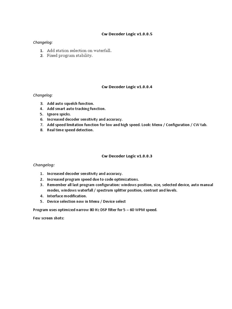 CW Decoder Logicv 1005 | PDF | Command Line Interface | String (Computer Science)