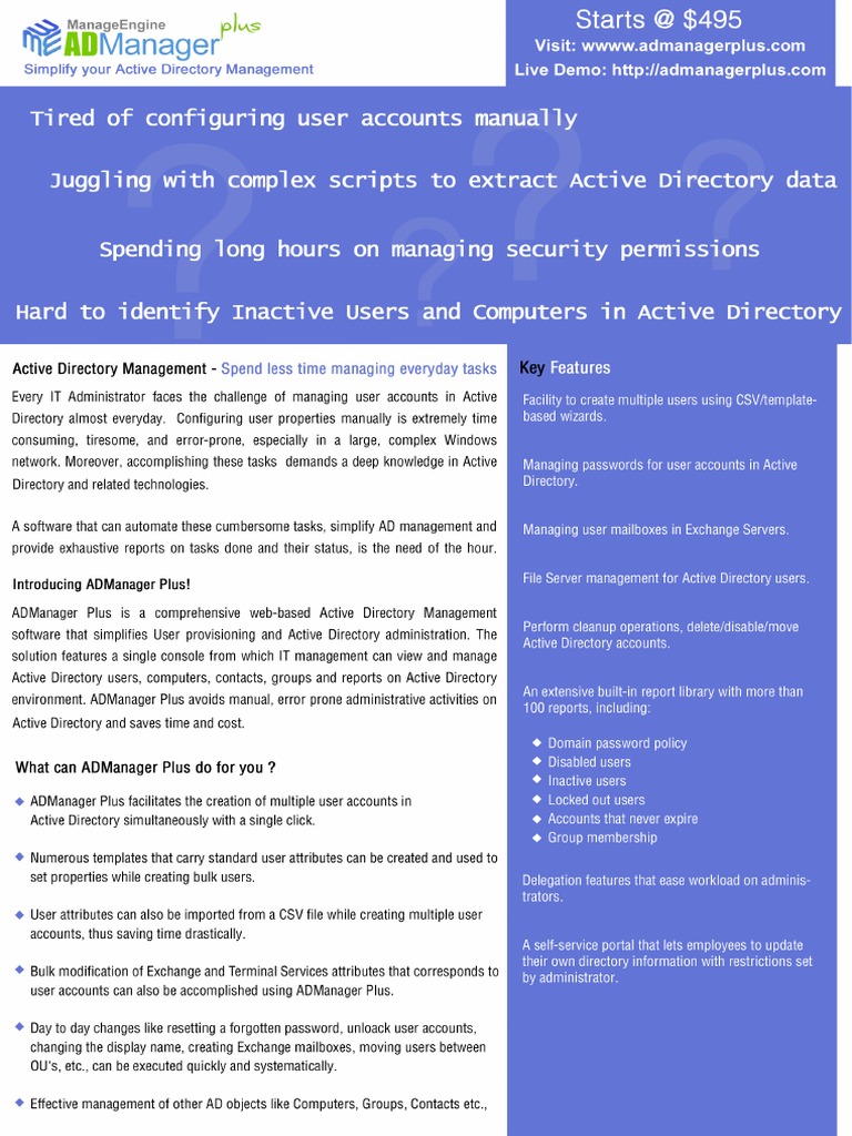 ADManager Plus - Fiche Technique | PDF
