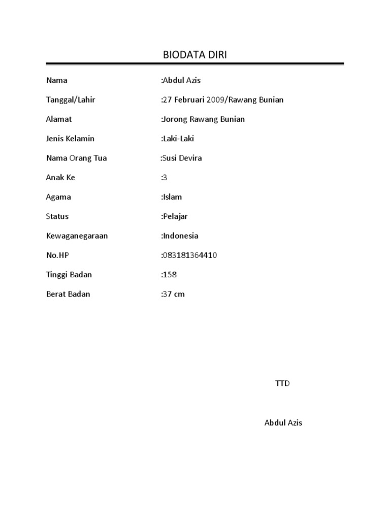 Biodata Diri | PDF