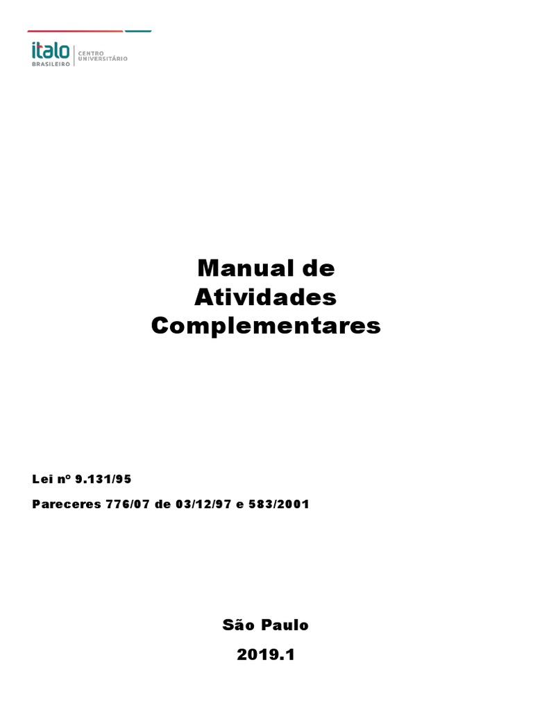 Manual de Atividades Complementares: São Paulo 2019.1 | PDF