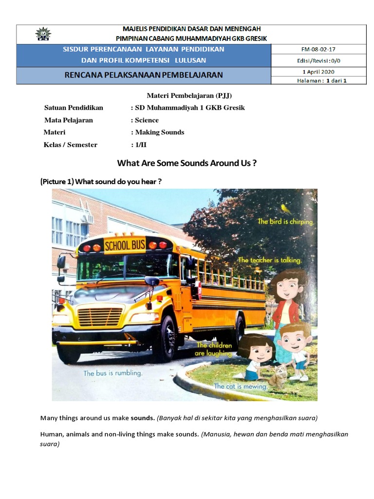 Science Kelas 1, Sounds | PDF