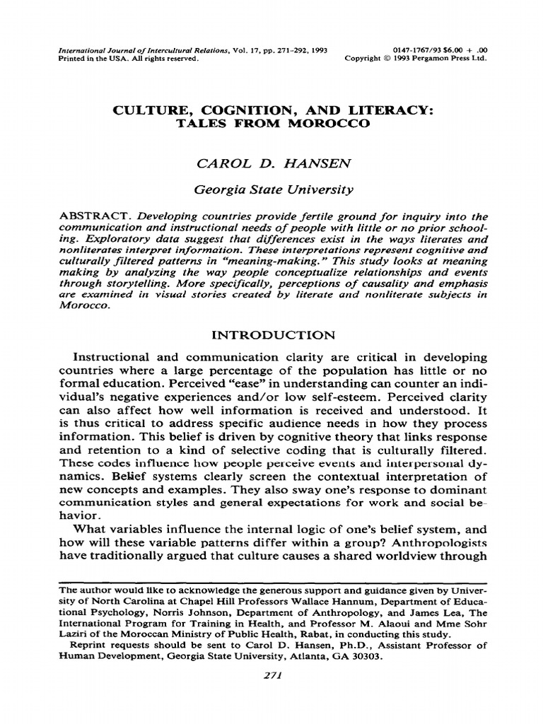 Hansen, Carol - Culture, Cognition and Literacy. Tales From Morocco ...