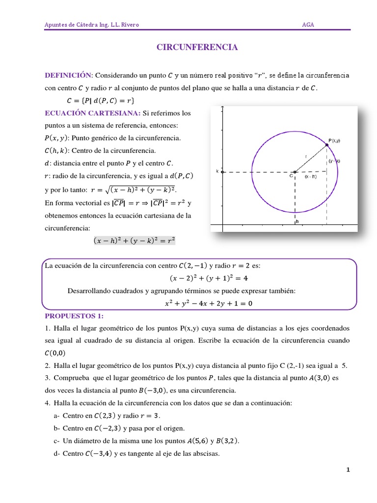 La Ecuación de La Circunferencia de LLR | PDF | Línea (geometría ...