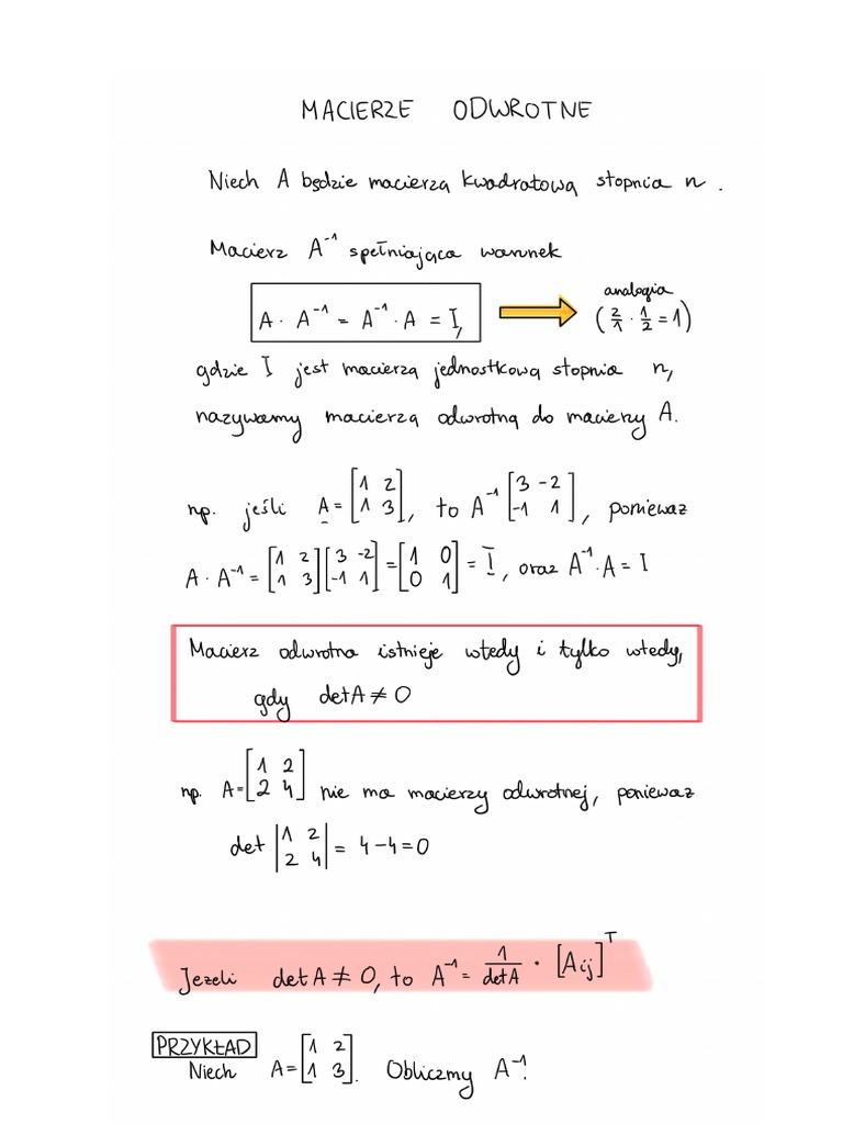 Macierze Odwrotne | PDF