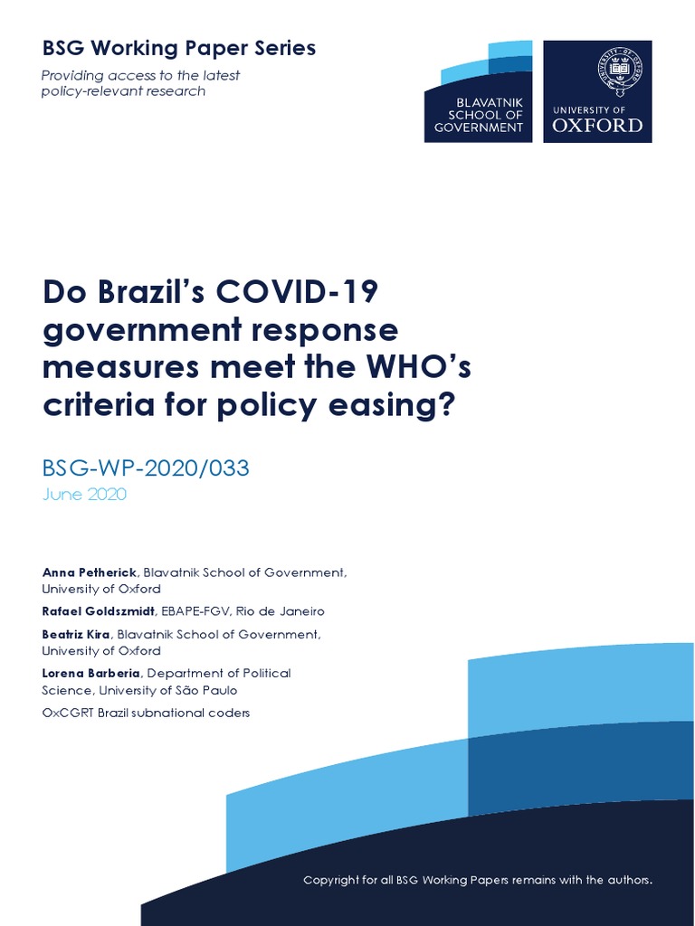Do Brazil's Covid-19 Government Response Measures Meet The WHO's | PDF ...