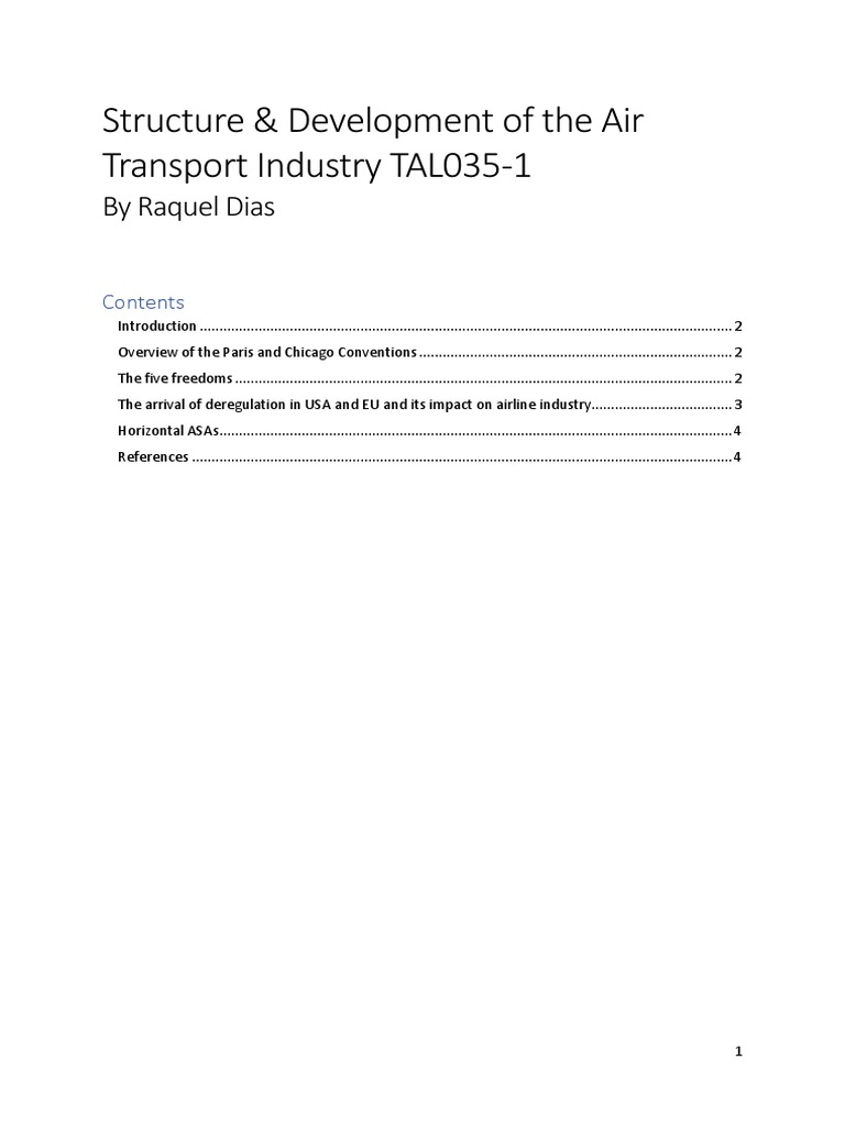 Structure & Development of The Air Transport Industry TAL035-1 | PDF ...