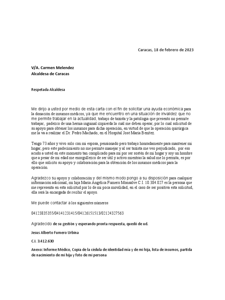 Carta de Solicitud de Ayuda | PDF | Ciencias sociales | Derecho