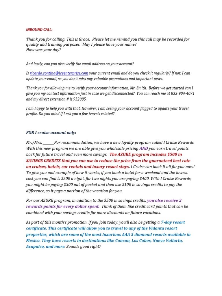 Inbound Calls Spiel | Download Free PDF | Business | Service Industries