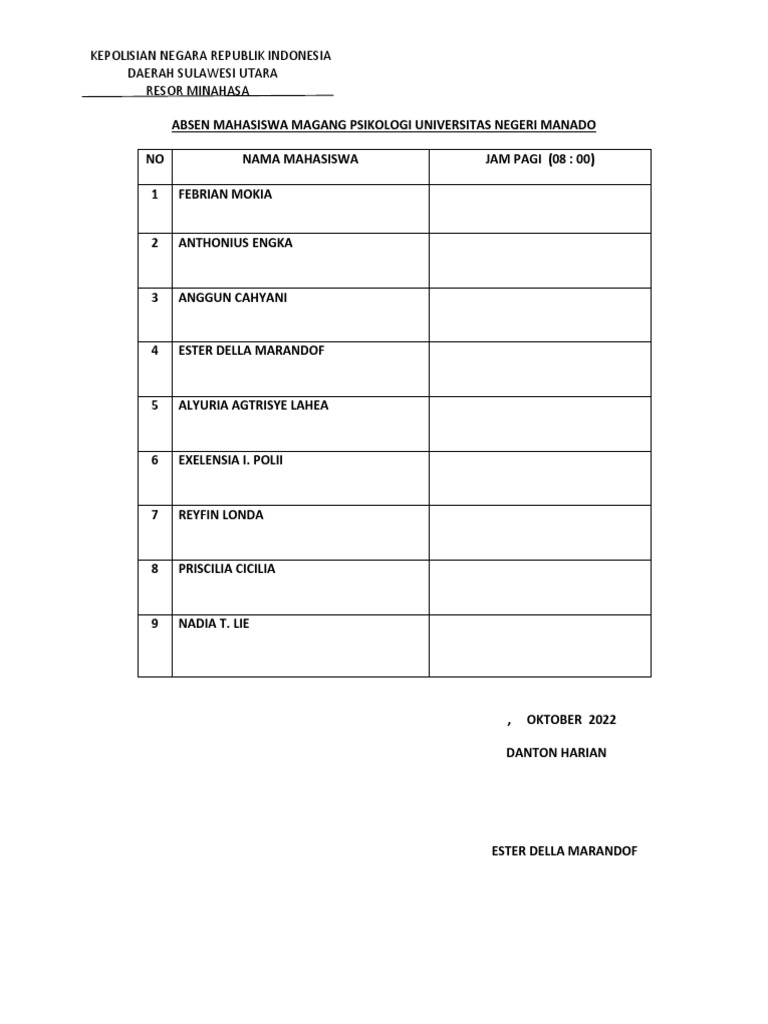 ABSEN MAHASISWA MAGANG PSIKOLOGI | PDF