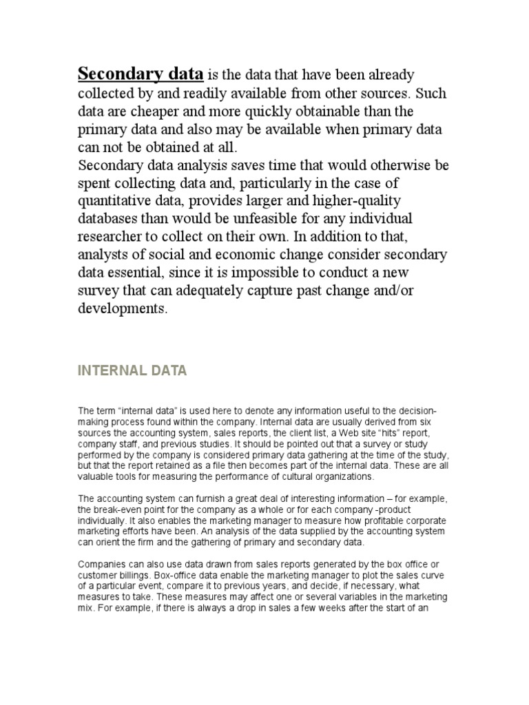 Secondary Data Is The Data That Have Been Already Collected by and ...