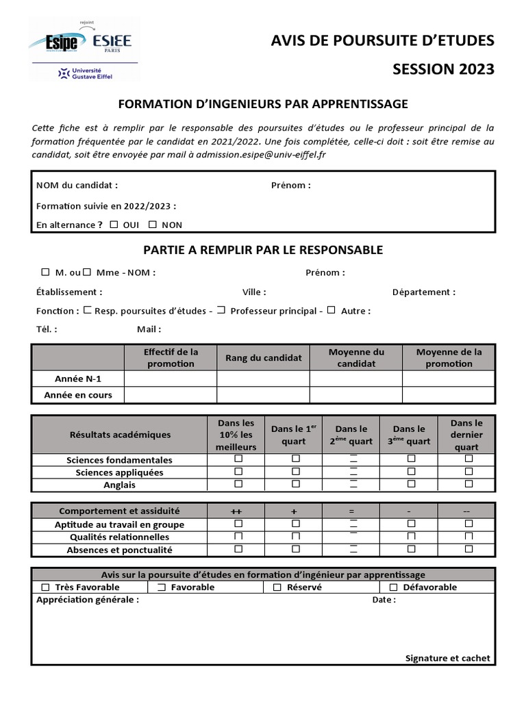 Avis de Poursuite D Etudes 2022 V3 | PDF