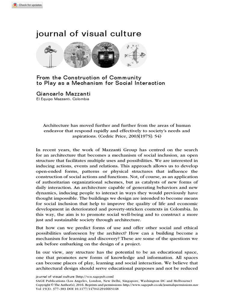 Journal of Visual Culture | PDF | Community | Space