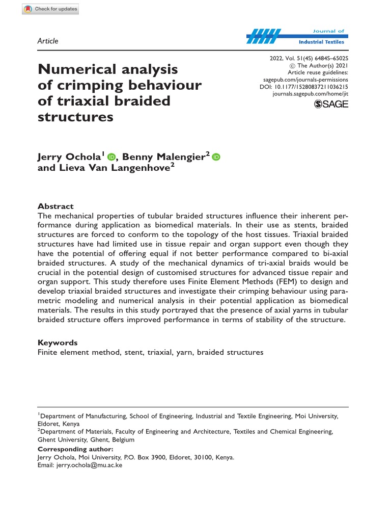 Crimp Behavior of Braid | PDF | Stress (Mechanics) | Finite Element Method