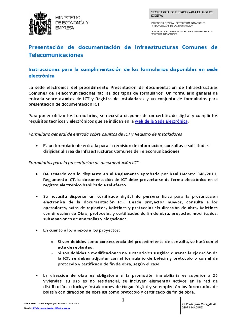 Formularios ICT: Guía de Presentación | PDF | Informática