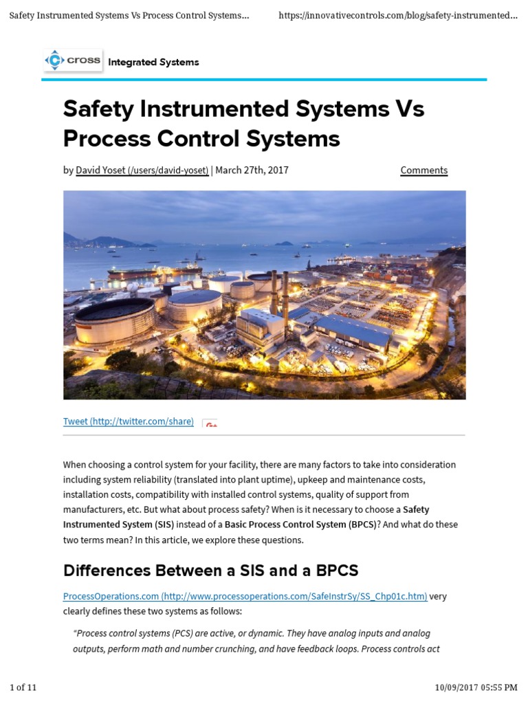 Safety Instrumented Systems Vs Process Control Systems: Differences ...