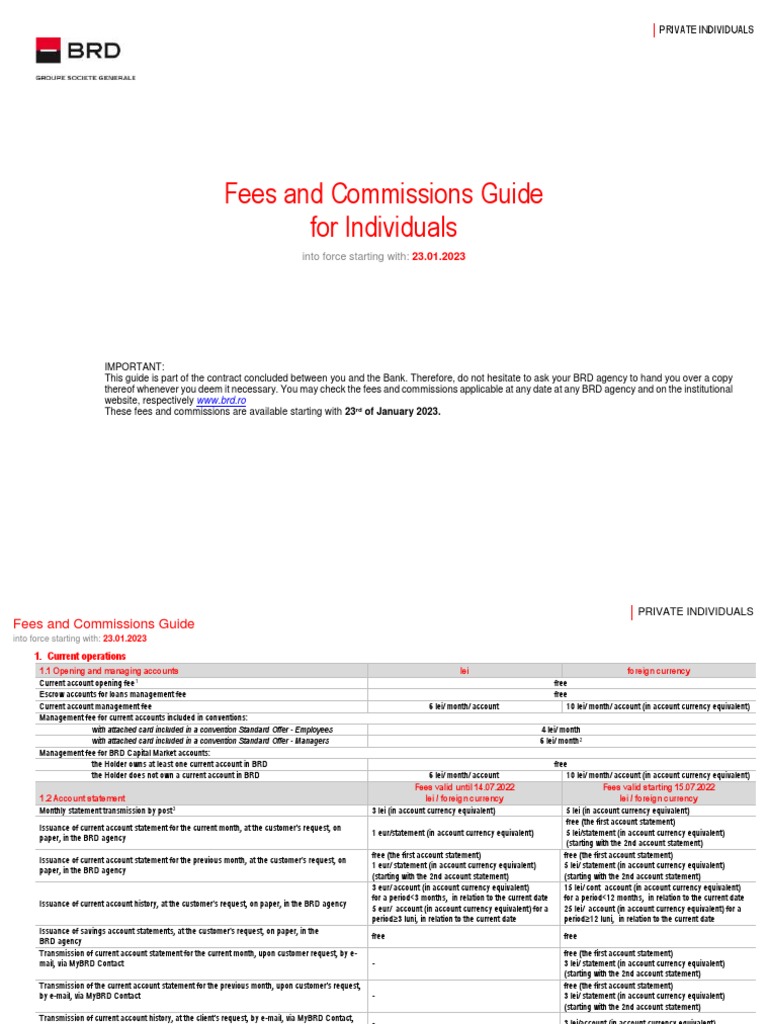 Ghid Tarife Si Comisioane EN | PDF | Credit Card | Transaction Account